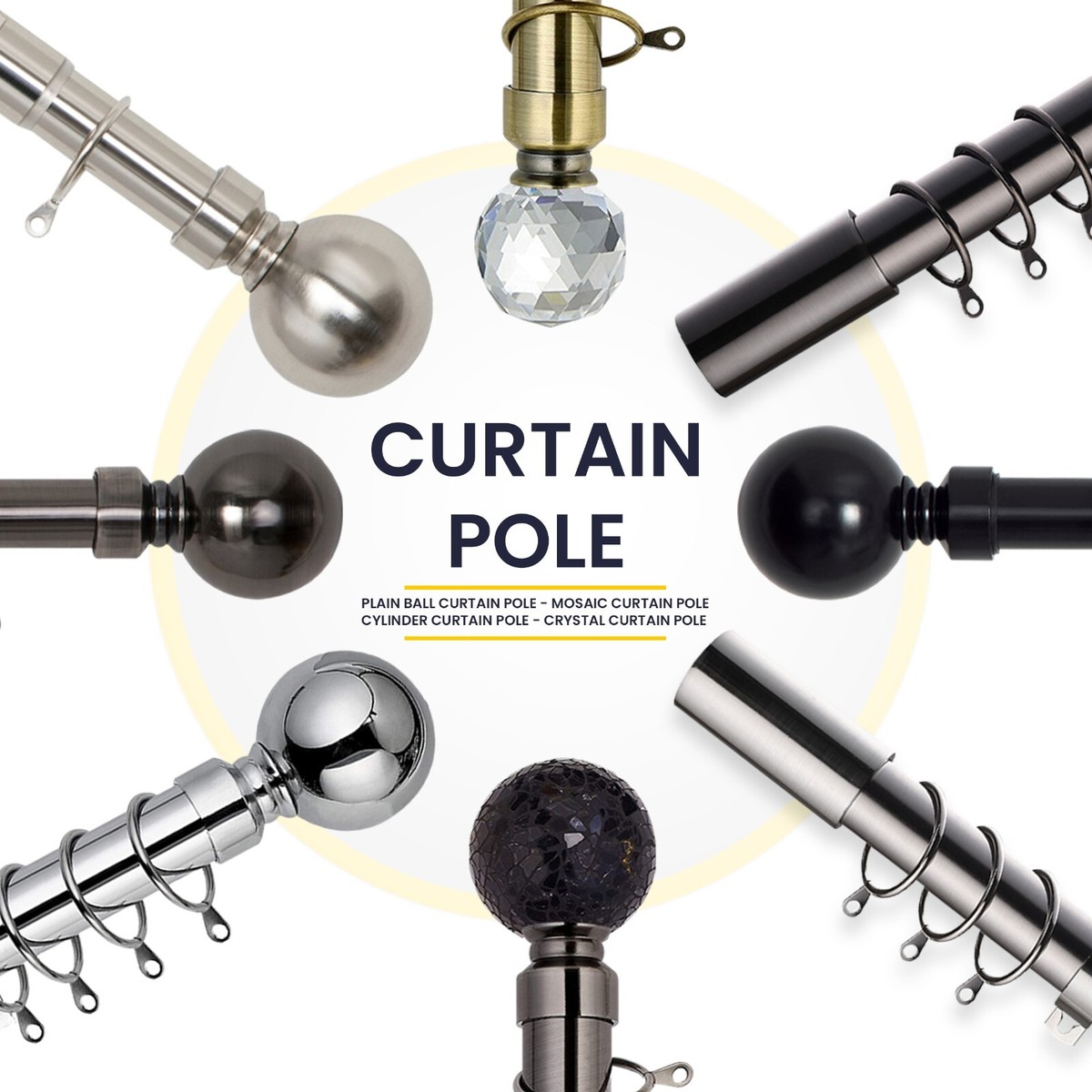 Crystal Curtain Pole Ends