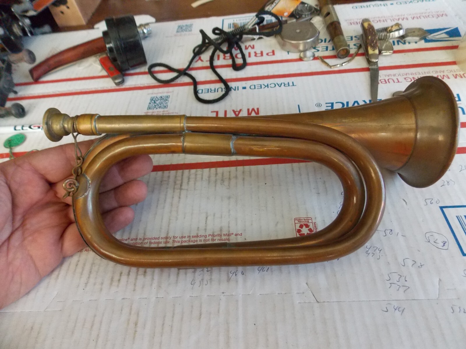 Original WW2 ? Brass Cavalry Bugle w/Original Mouthpiece | eBay