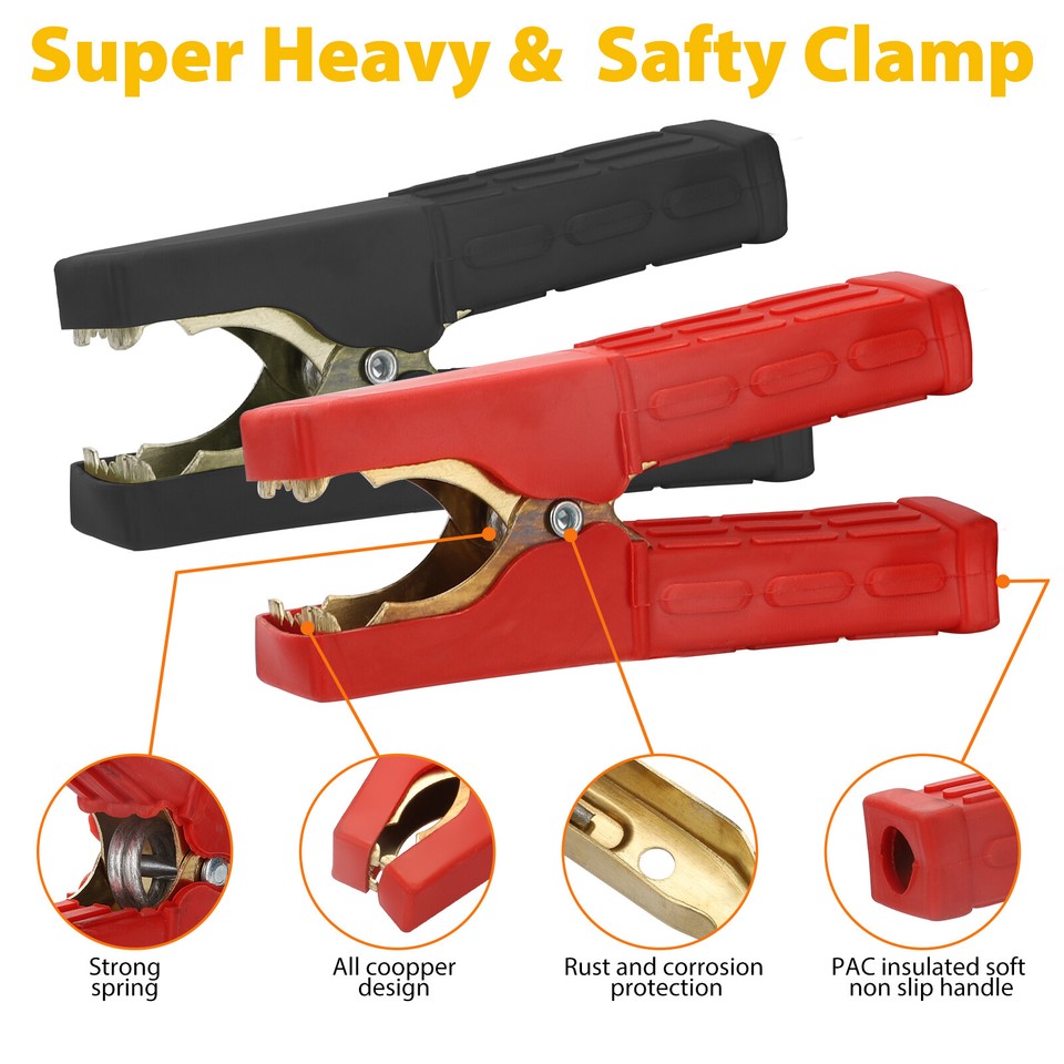 2PCS Automotive Alligator Battery Clamps 500 Amp Heavy Duty Charger ...