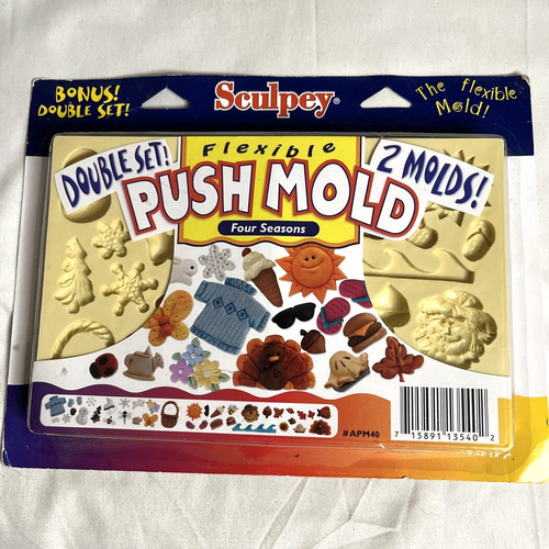 Sculpey Push Mold Flexible Four Seasons Sun Snow Double Set 2 Molds ...