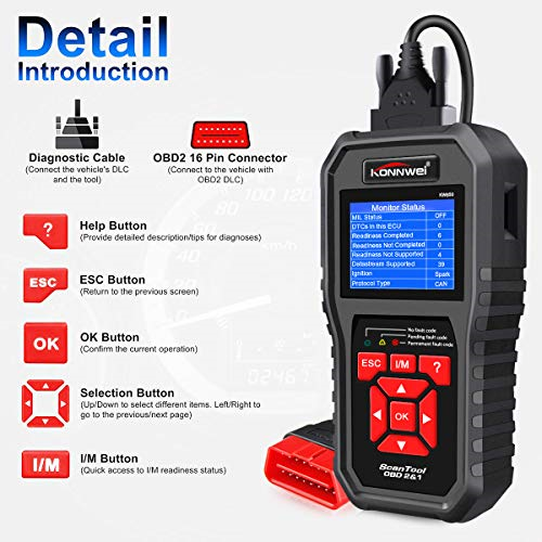 KONNWEI OBD2 Scanner Professional OBD II Auto Fault Code Reader ...