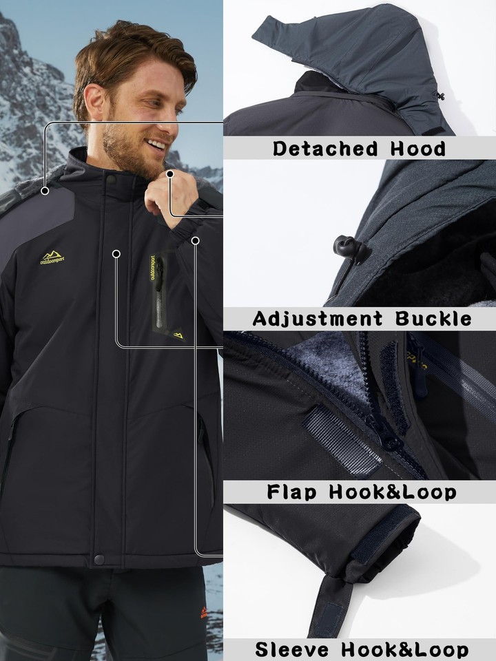 Men's Thermal Ski Snow Jacket Winter Outdoor Mountain Climbing Casual ...