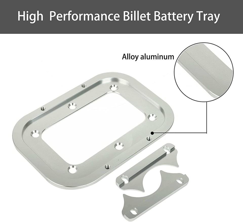Aluminum Battery Tray Hold Down Mount Trunk Relocation Box For Optima ...