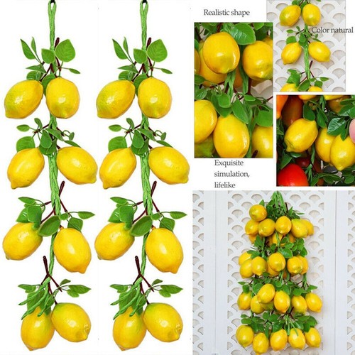 2Pcs 52CM Citron Modèle Artificiel Jardin Mural Décor Fruit Home ...