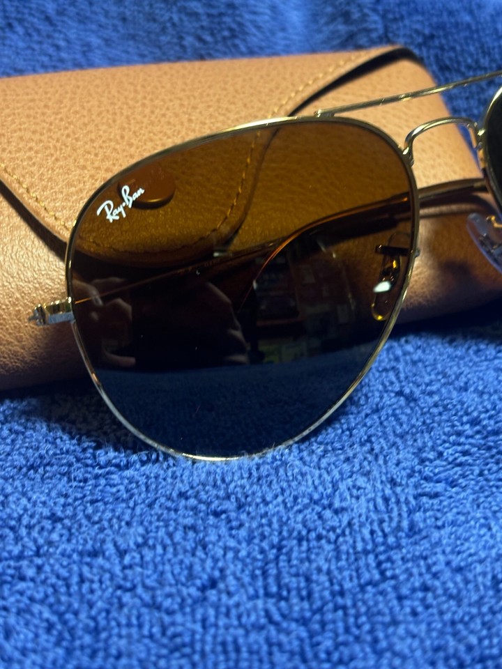 Ray Ban Aviator Sunglasses RB3026 62mm Gold Frame Brown Lens | eBay