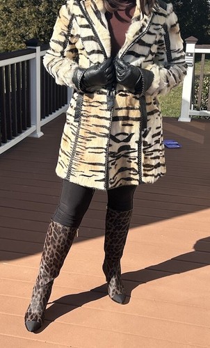 Authentic Just Cavalli animal print Woman real goat fur Coat Not Lynx ...