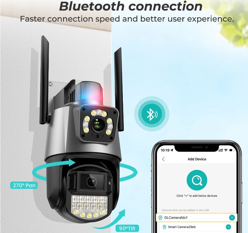 8MP 4K IP Camera Outdoor WiFi PTZ 2*Lens Dual Screen 4X Digital Zoom ...