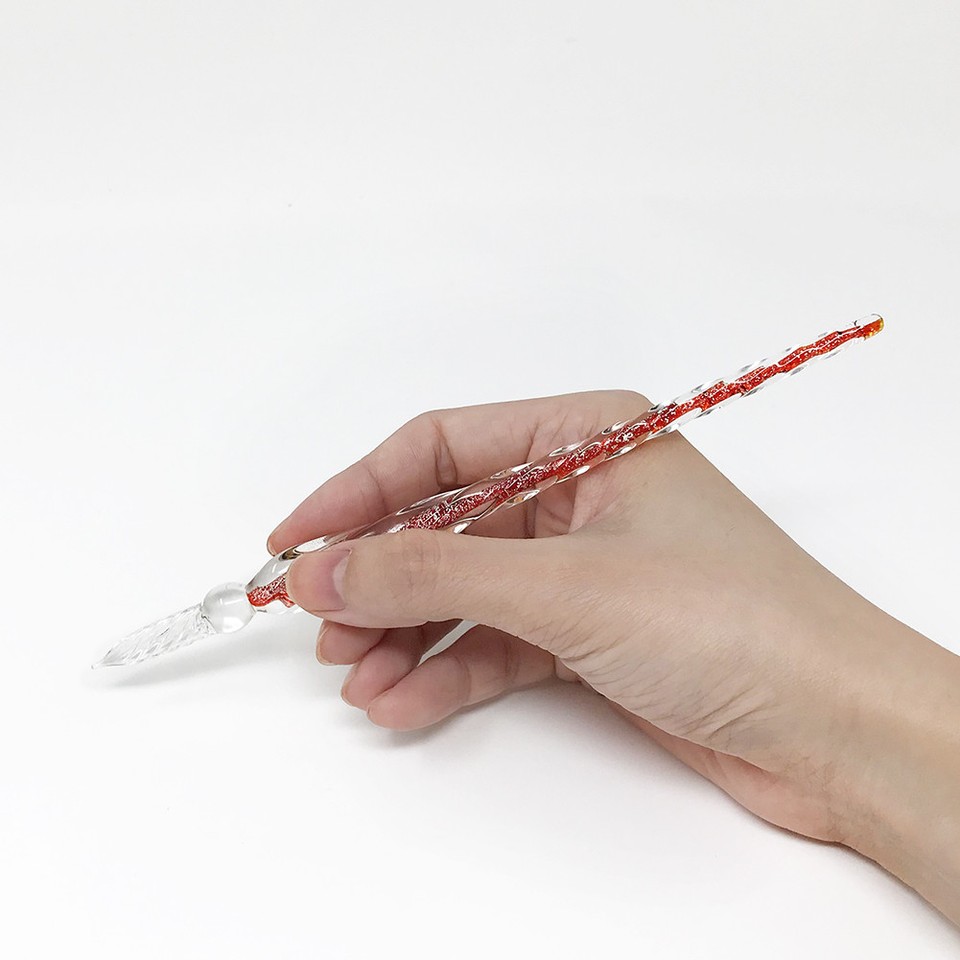 US 3D Glass Signature Pen Nib Elegant Crystal Dip Sign Pen w/ Box Gift ...