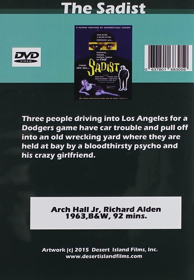 Sadist, The (DVD) Arch Hall Jr. Richard Alden | eBay
