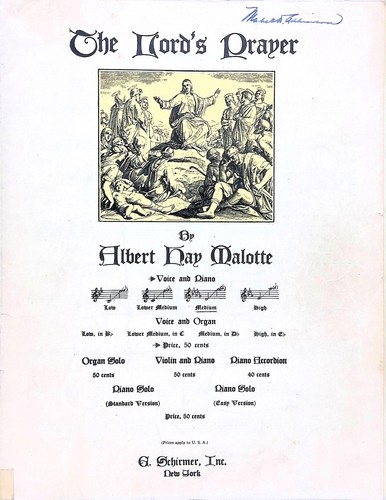 The Lord's Prayer Sheet Music Medium High Voice Albert Hay Malotte ...