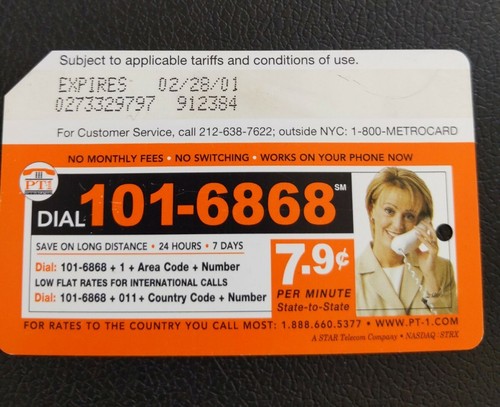 Metrocard DIAL 101-6868 Calling Card phone woman photo nyc mta subway ...