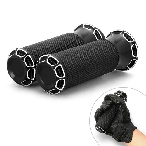 1" CNC Edge Cut Handlebar Grips For Harley Electronic street glide FLHX ...