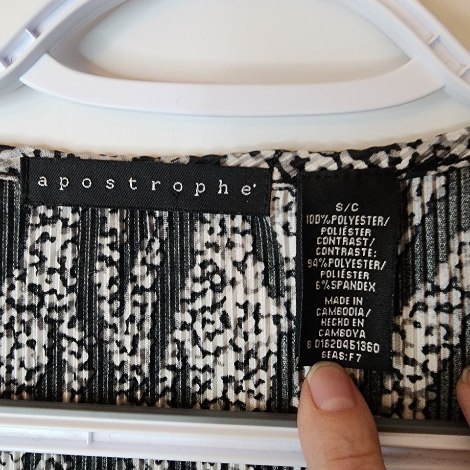 APOSTROPHE Animal Print Women Size Small 3/4 Sleeve Black And White ...