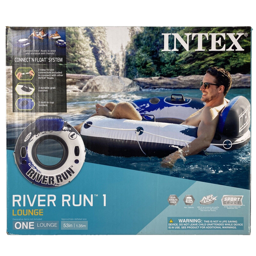Intex River Run I Lounge Inflatable Floating Water Tube Connect'N Float ...