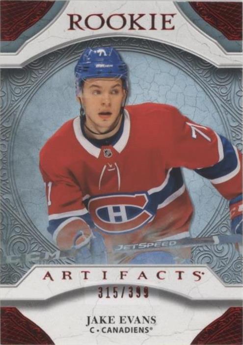 2020-21 Upper Deck Artifacts - Rookies Jake Evans #167 Ruby /399 (RC ...