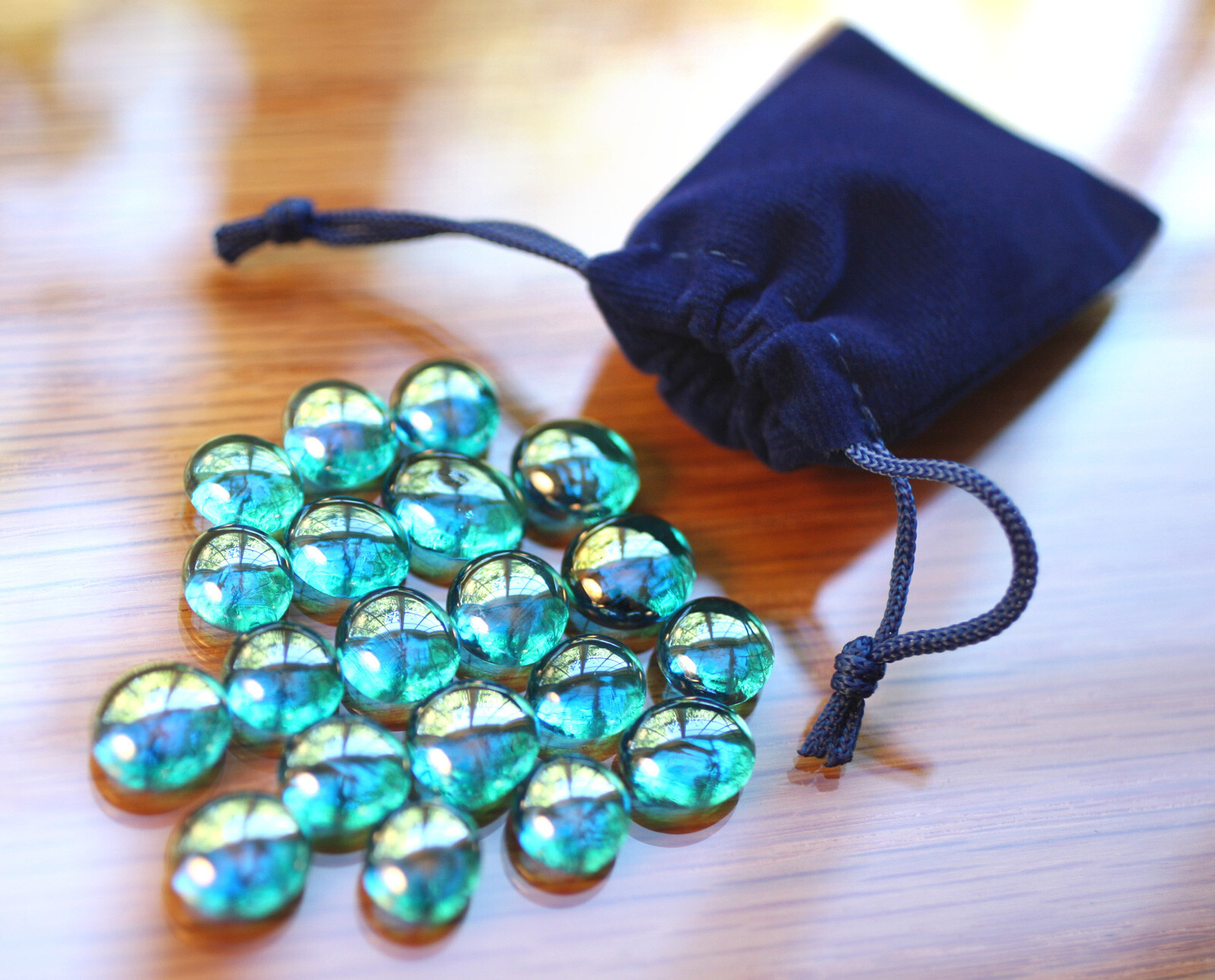 Tiny Blue Dice Bag & Blue Glass Gems Life Energy, Gaming Tokens ...