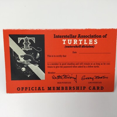 vintage Interstellar Association of Turtles official membership card ...