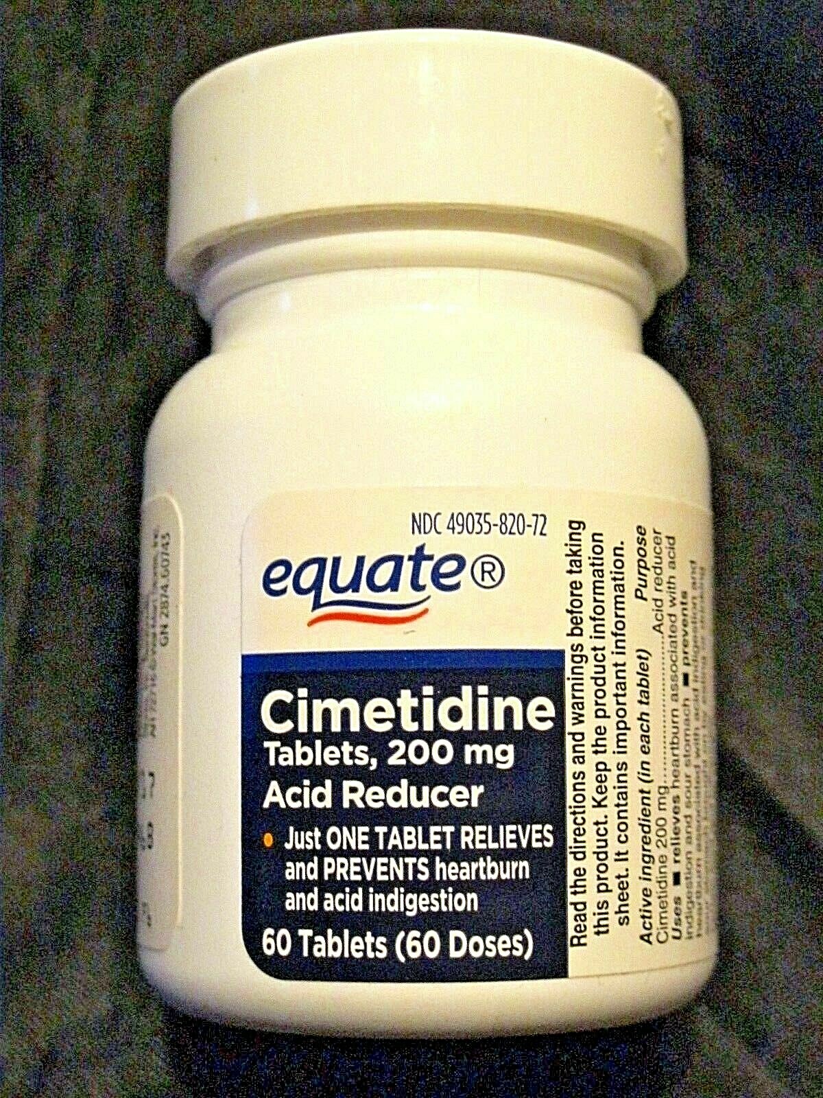 EQUATE CIMETIDINE 200mg ACID REDUCER "COMPARE VS.TAGAMET HB200"60 TABS ...