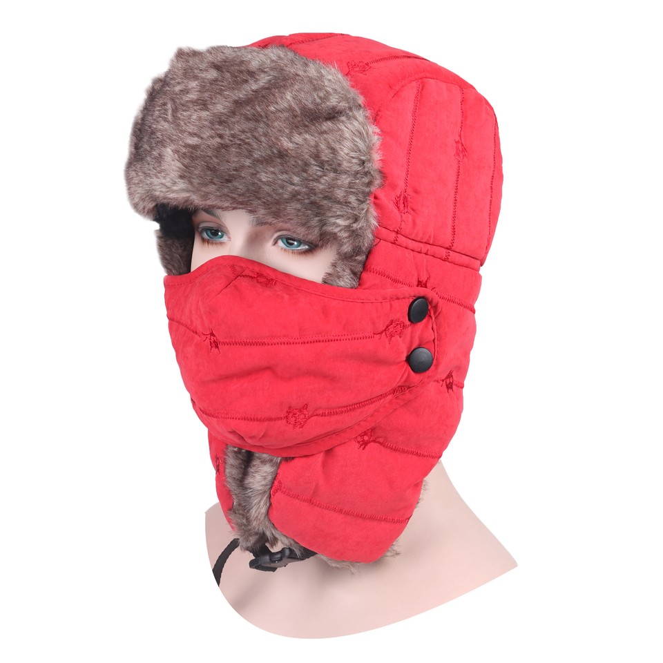 Winter Ear Protection Mask Fisherman Hat Ski Hat Thickened Faux Fur Lei ...