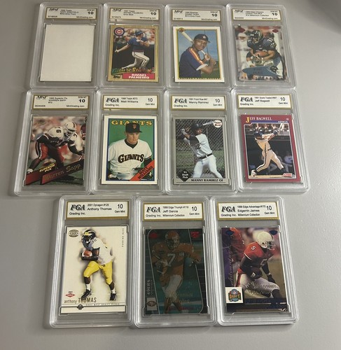 Graded 10 Lot Of 11 Baseball & Football Cards Mint Grading & FGA Error ...