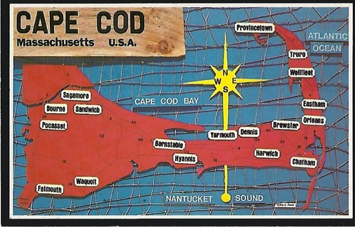 Cape Cod, Massachusetts - Map Postcard | eBay