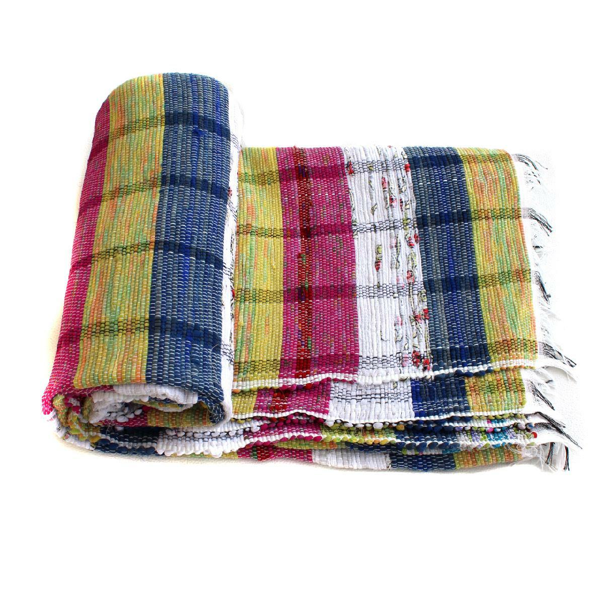 Indian Rectangular Hand Woven Chindi Rag Rug Floor Handmade Carpet ...