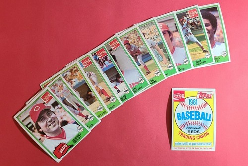 1981 Topps Coca Cola Coke Cincinnati Reds Team Set 1-11 and header card ...