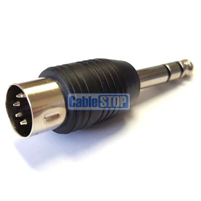 6.35mm STEREO 1/4" JACK PLUG TO 5 PIN MIDI DIN PLUG MALE AUDIO ADAPTER ...