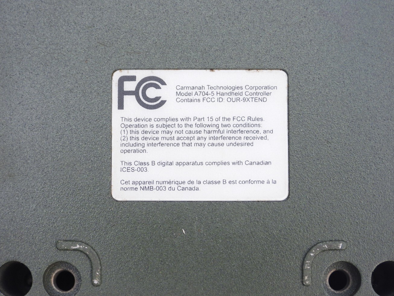 CARMANAH RELEASE MODEL A704-5 HANDHELD CONTROLLER NEXT GENERATION ...