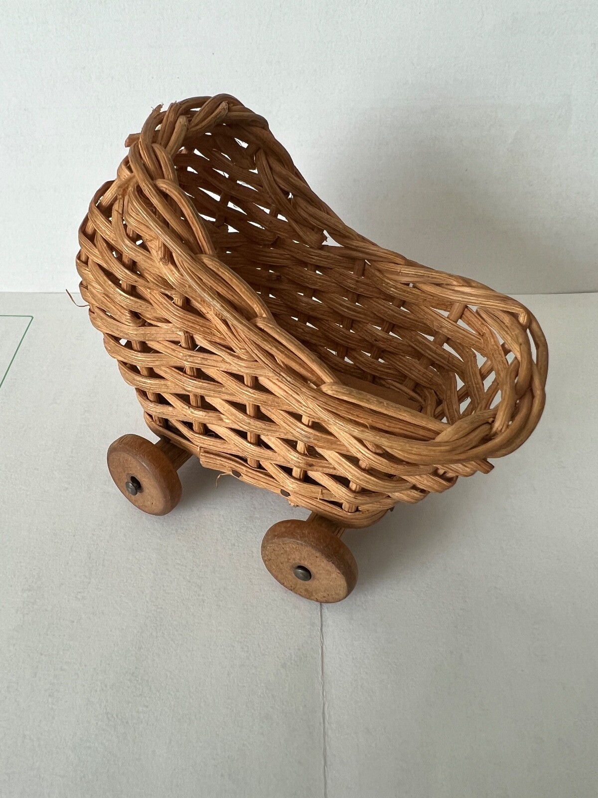 VINTAGE GERMAN WICKER/WOOD ITEMS FOR CACO DOLLS[1] STROLLER [1] PRAM [1 ...