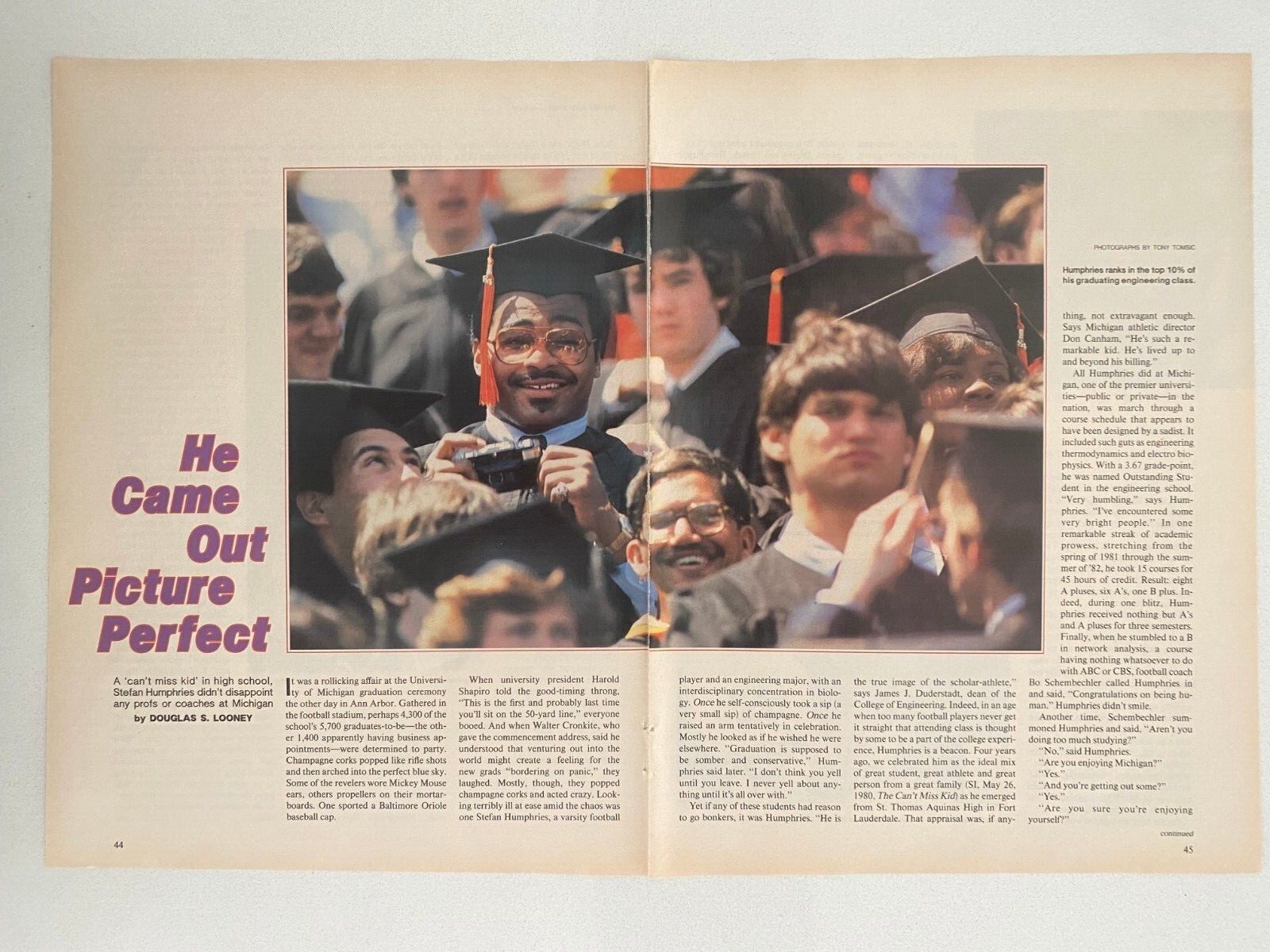 Stefan Humphries University of Michigan Football Vintage 1984 Magazine ...