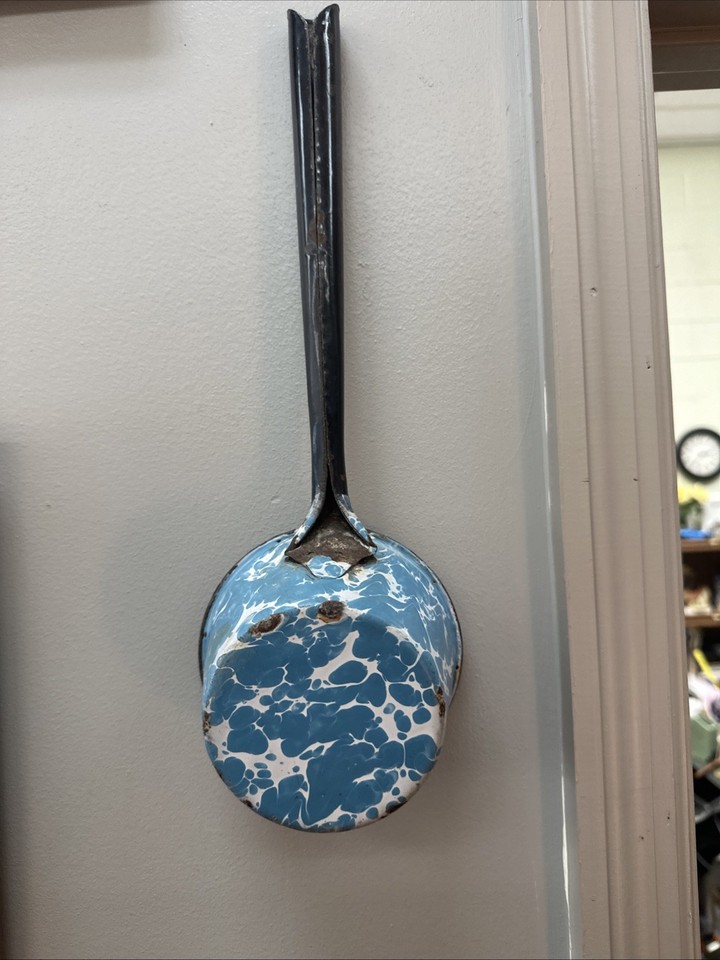 Depression Era Ladle Blue White Splatterware Enamelware 1930s | eBay