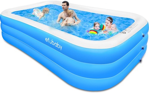 Inflatable Swimming Pool 120" X 72" X 22" Blow up for Adults Kids Age 3 ...