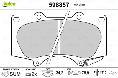 VALEO Disc Brake Pad Set Front For TOYOTA MITSUBISHI LEXUS Fj Cruiser ...