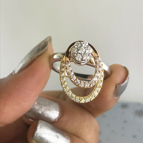 2.00CT Round Lab Created Diamond Two Circle Spinning Ring 14K 3 Tone Gold Plated | eBay