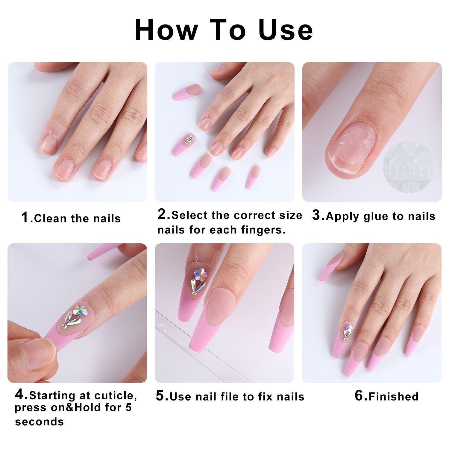 Manicure Tool Artificial Nail Tips Fake Nails Round Head False Nails ...