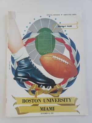 1952 MIAMI @ BOSTON U. FENWAY PARK original college football program ...