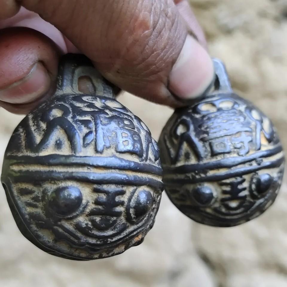 Old Objects Antique Bronze Artifacts Lucky and Longevity Copper Bells ...