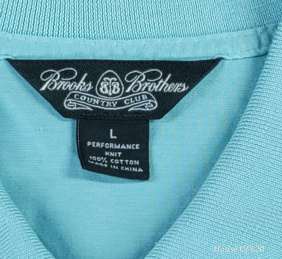 Brooks Brothers Country Club Polo Shirt Mens L Teal Blue Performance ...