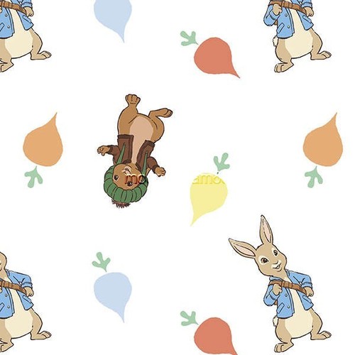 Peter Rabbit Rabbits & Radishes Toss White Cotton Fabric | eBay