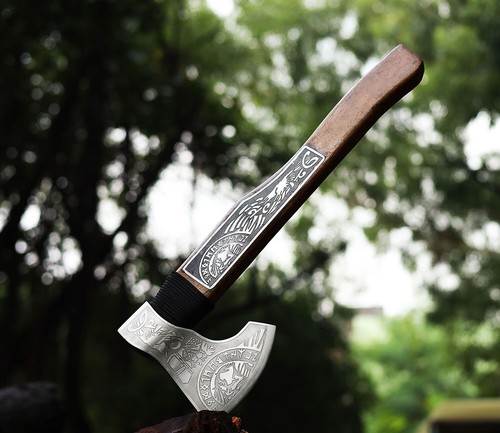 Viking Axe Real Tomahawk,Gifts for him, Valhalla Valknut Axe, Viking ...