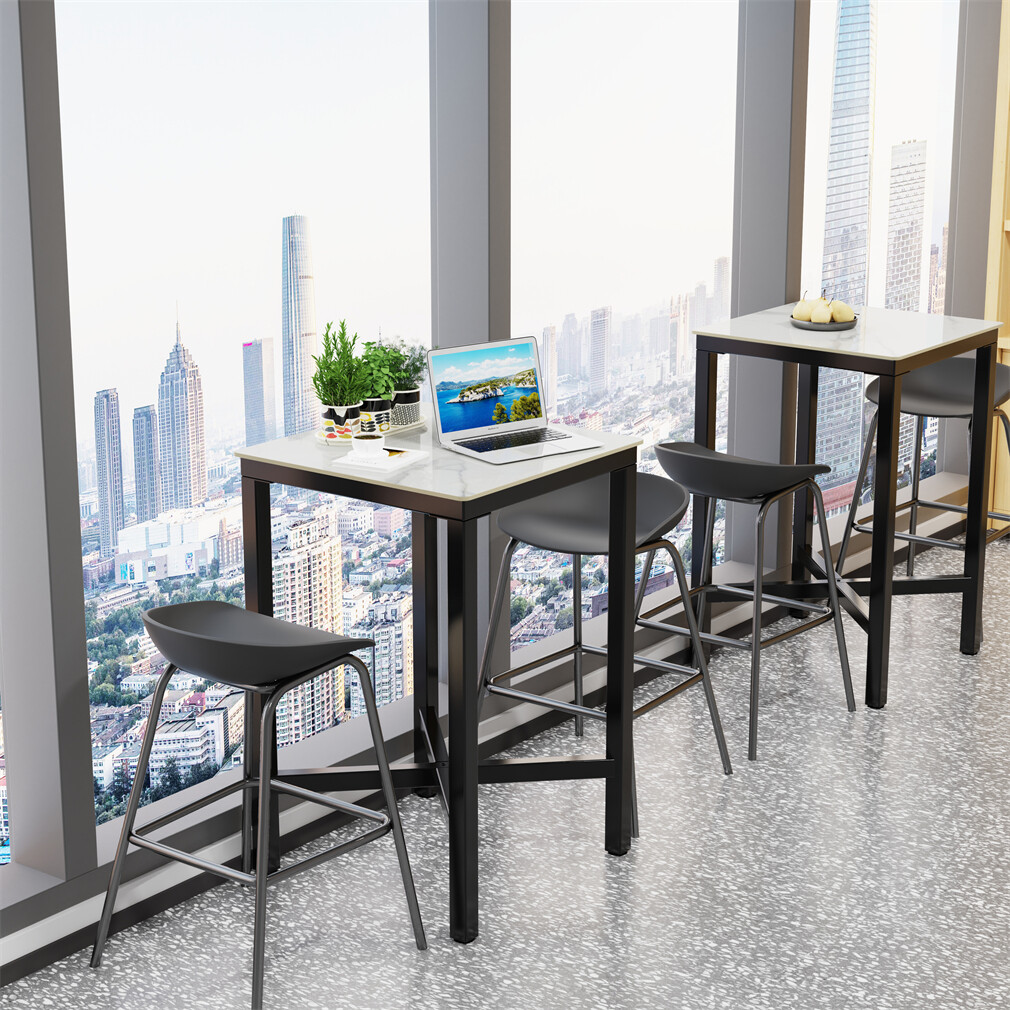 Industrial Bar Tall Table Heavy Duty Marble-top Dining Coffee Pub ...