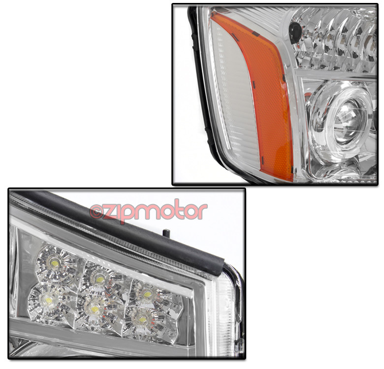 HALO LED CHROME PROJECTOR HEADLIGHT LAMP+6K HID KIT FOR 04-14 TITAN/04 ...