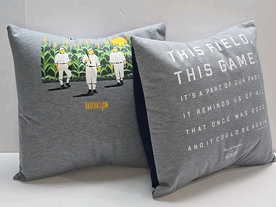 Field of Dreams Baseballism Upcycled Throw Pillow Set – Handmade Gray ...