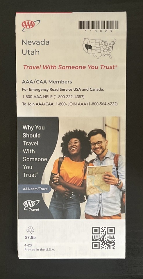 2023 NEVADA UTAH NV UT State Map AAA/CAA Road Tour Map NEW USA Trip ...