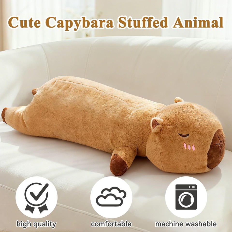 Big Capybara Plush, Cute Capybara Stuffed Animal, Soft Long Body Pillow ...