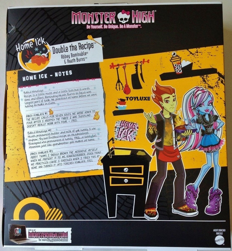 Monster High HOME ICK Double The Recipe HEATH BURNS & ABBEY BOMINABLE 2 ...