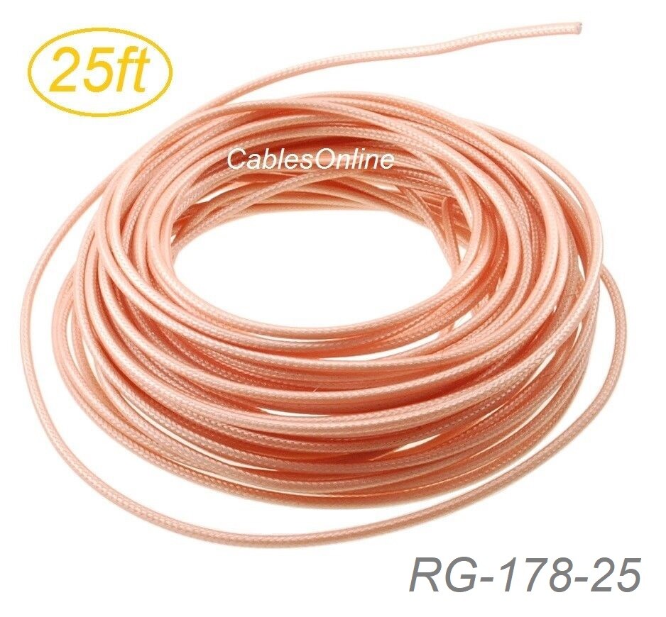 25ft RG178 Bulk 50 Ohm High Temperature Coax Cable, RG-178-25 | eBay