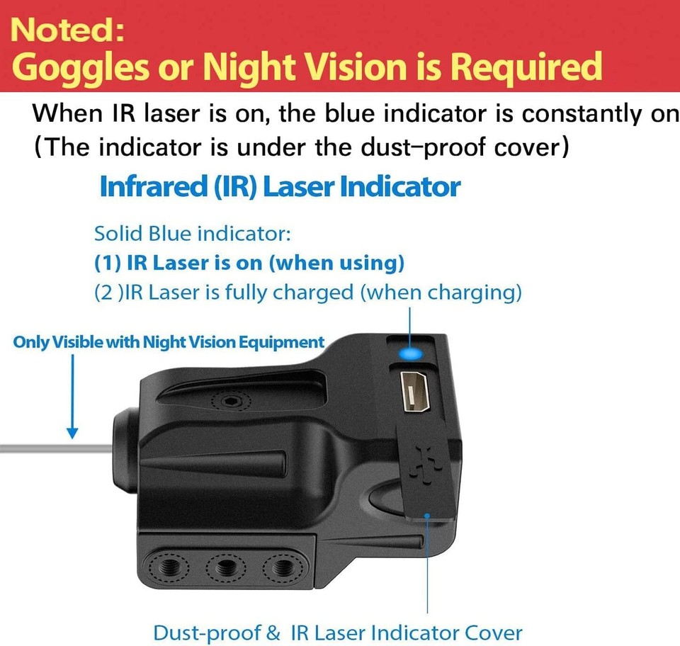 GMCONN Rechargeable Red/Green/Blue/Purple Laser Sight for Picatinny ...