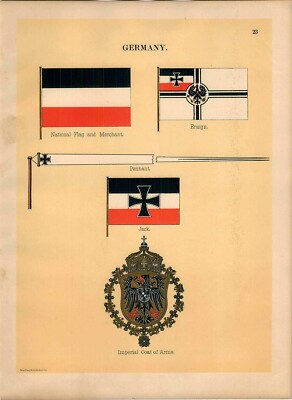 1899 4 PG Germany Jack Imperial Coat Of Arms Emperor's Maritime Ship ...